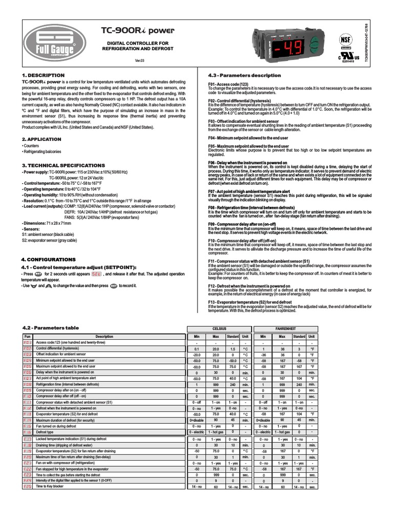 Manual TC 900 Ri | PDF | Fahrenheit | Refrigerator
