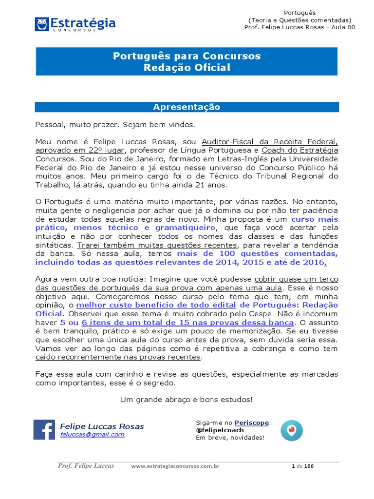 Redação Oficial para Concurso - Estratégia | PDF