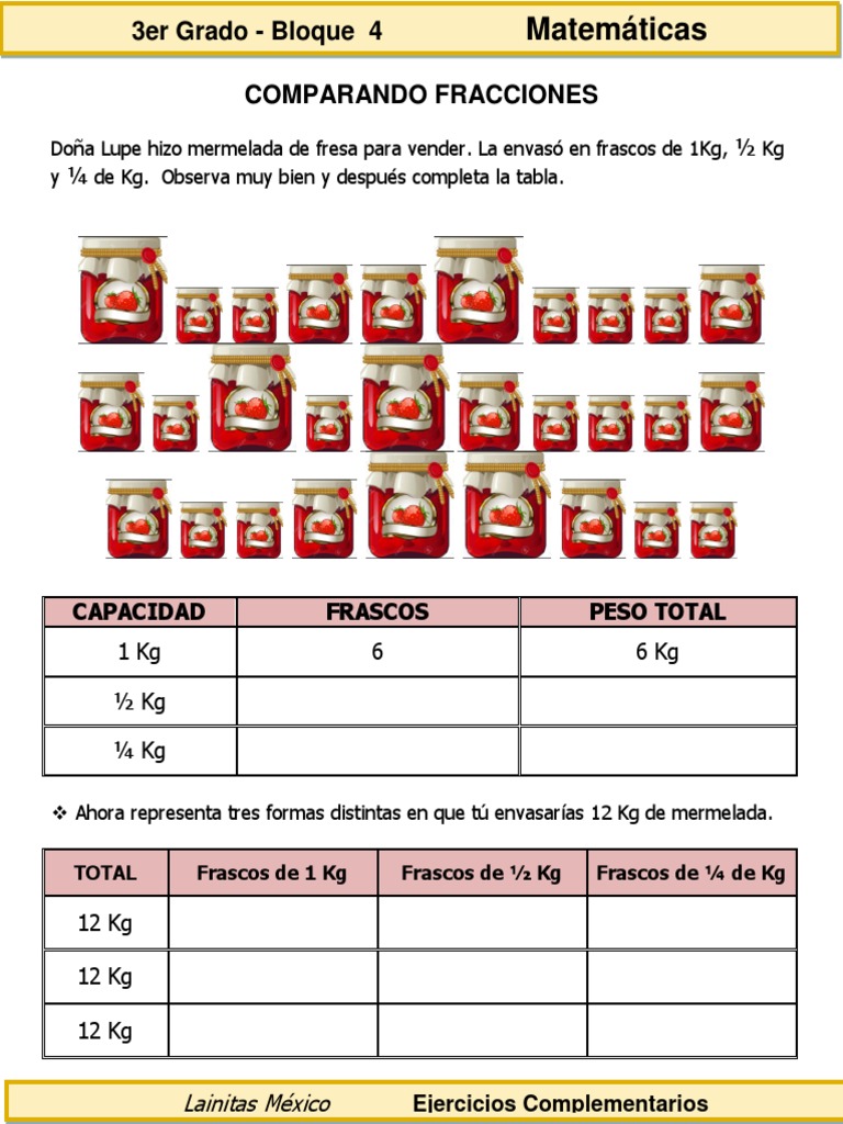 3er Grado - Matemáticas - Comparación de Fracciones PDF | PDF