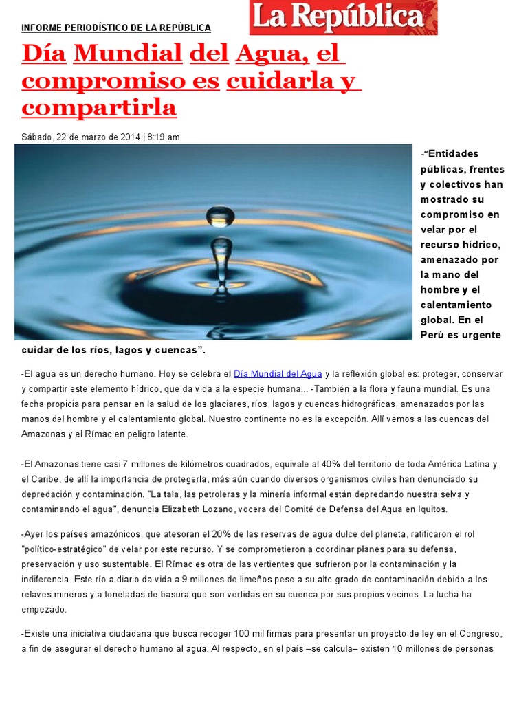 Informe Periodístico de La Repùblica | PDF | Unicef | Fondo Mundial ...