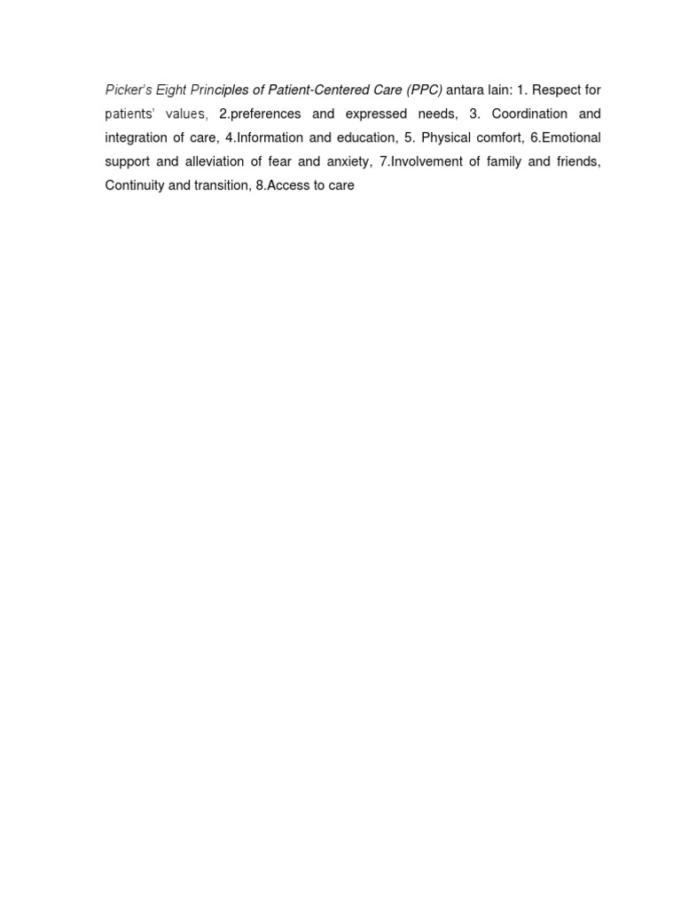 Picker's Eight Principles of Care | PDF | Behavioural Sciences | Emotions