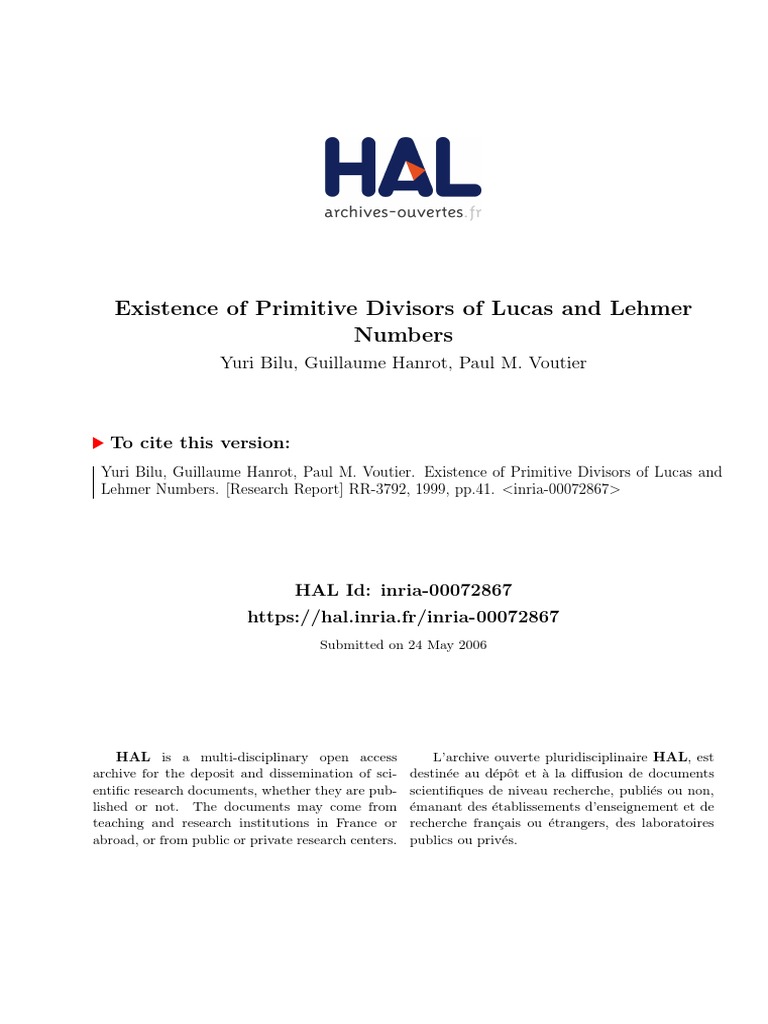 Primitive Divisor of Lucas | PDF | Inquiry | Science