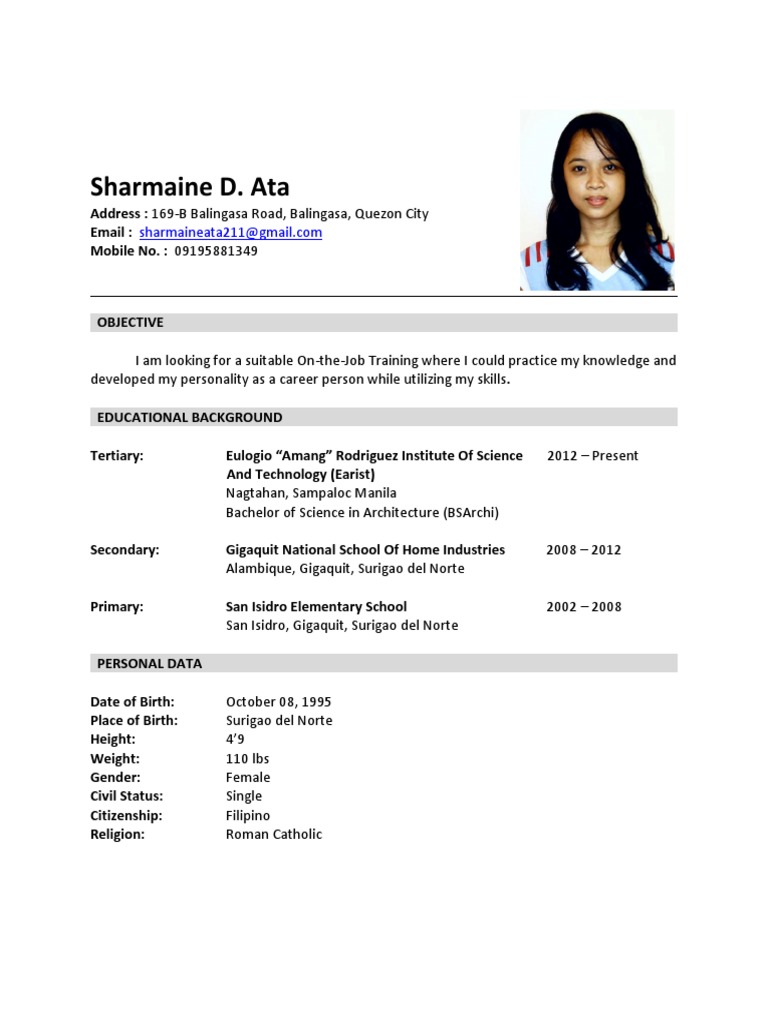 Sharmaine ata-RESUME 2.0 PDF | PDF
