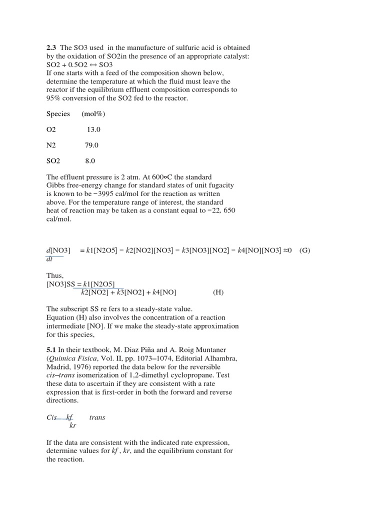 Soal Teknik Reaktor | PDF | Chemical Reactions | Chemical Equilibrium