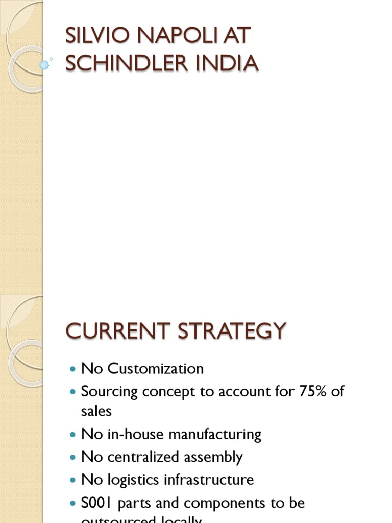 Silvio Napoli's Strategy at Schindler India | PDF | Logistics | Supply ...