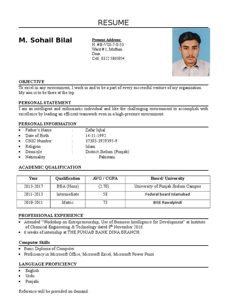 Resume: M. Sohail Bilal | PDF