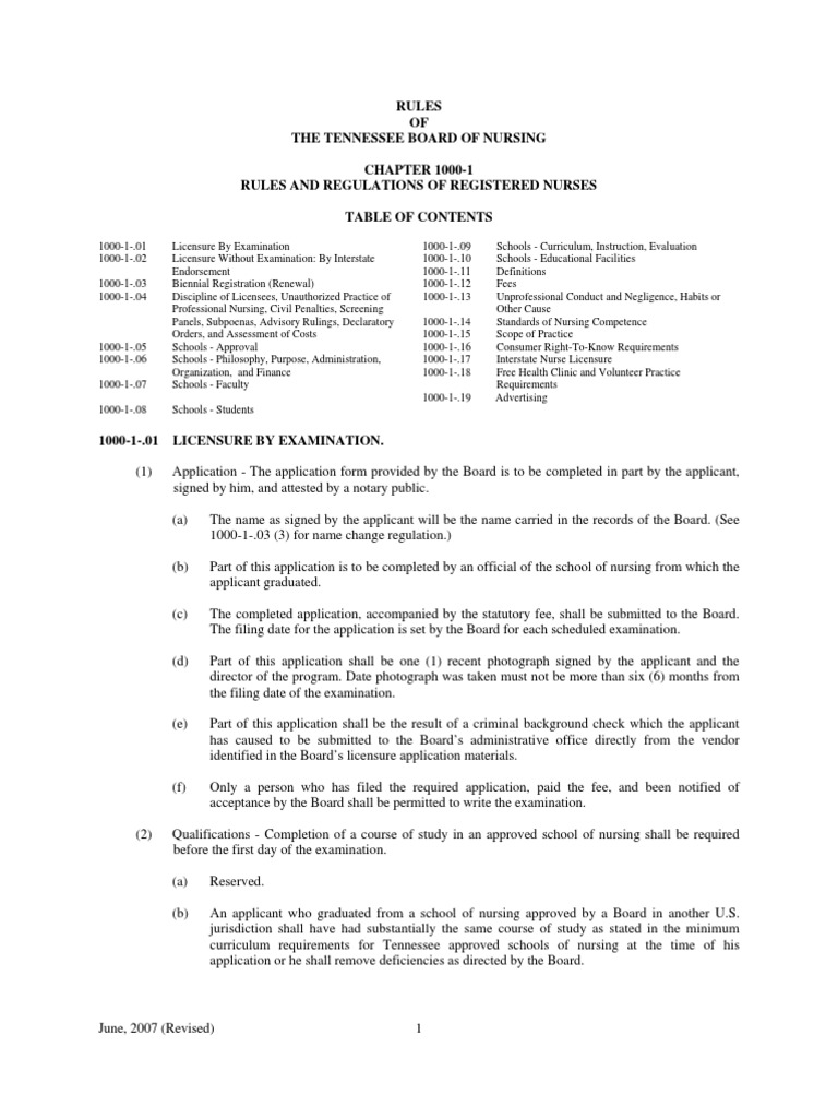 Rules and Regulation For Nurses 1000-01 | PDF