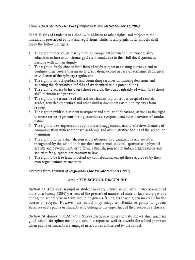 Rights of Student | Due Process | Students