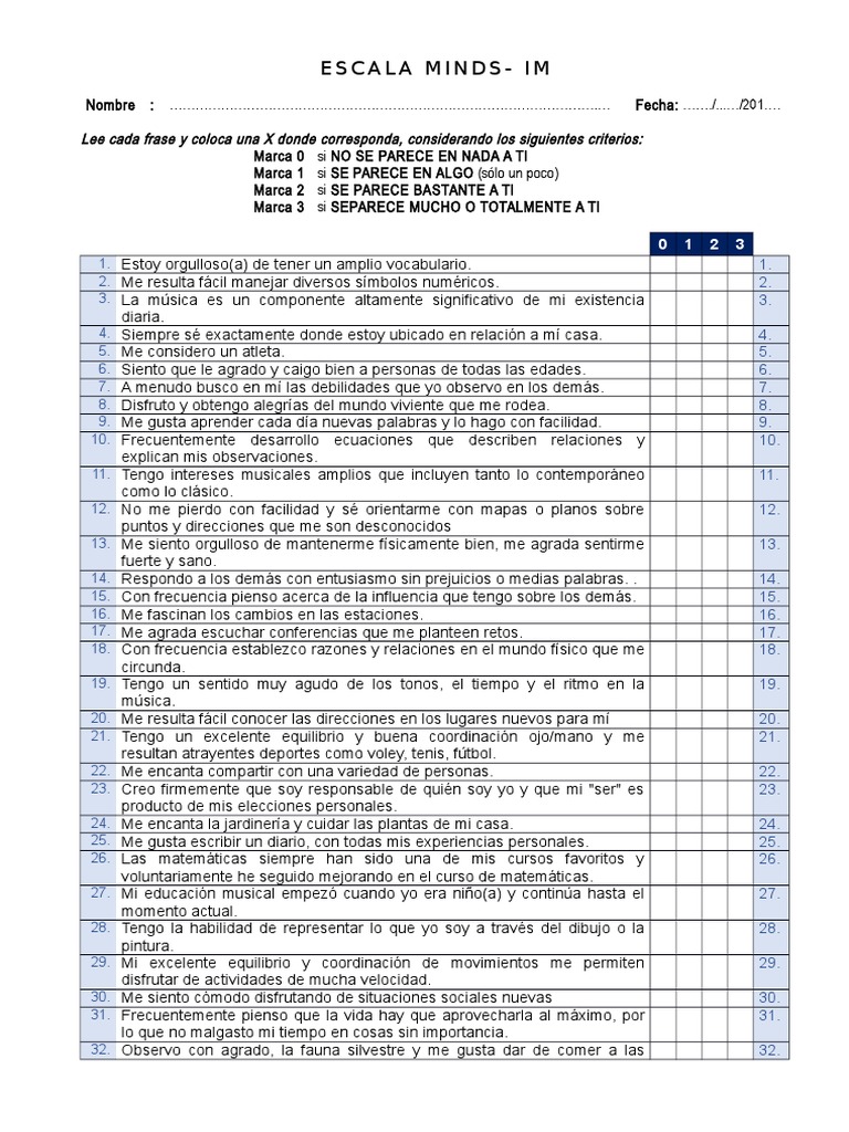 Protocolo Escala Minds | PDF | Ocio | Science
