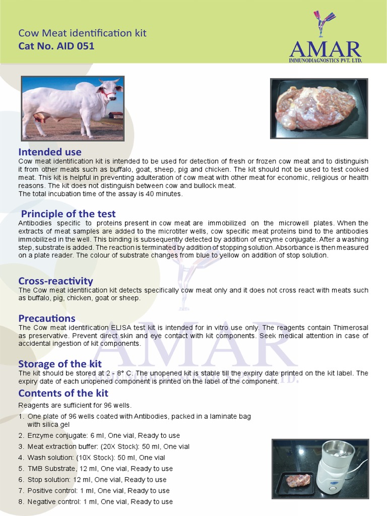 Cow Meat Detection Kits | PDF | Elisa | Chemistry