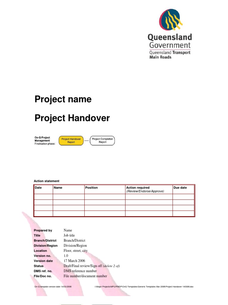 Project Handover Document | PDF | Stakeholder (Corporate) | Double Click