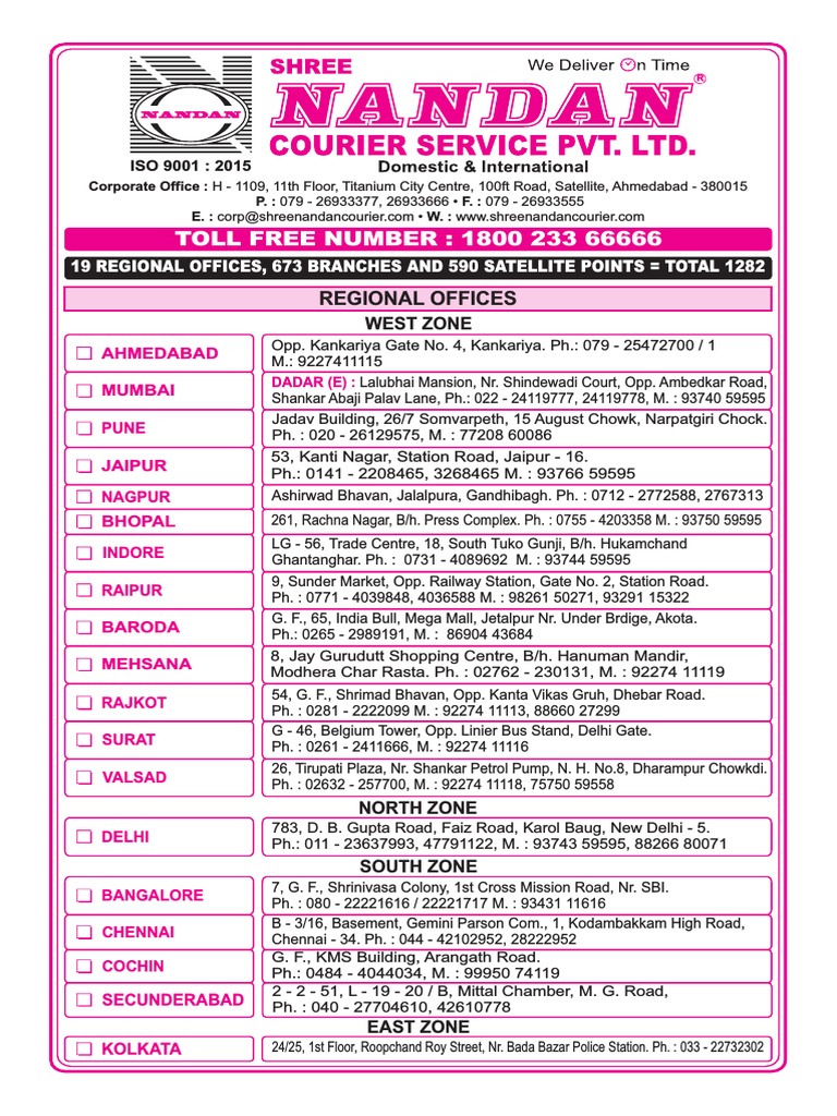 Nandan Courier List | PDF | Business