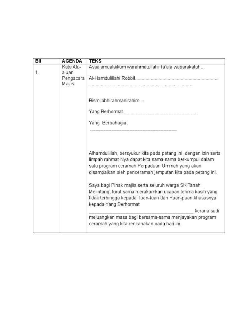 Teks MC Program Ceramah | PDF