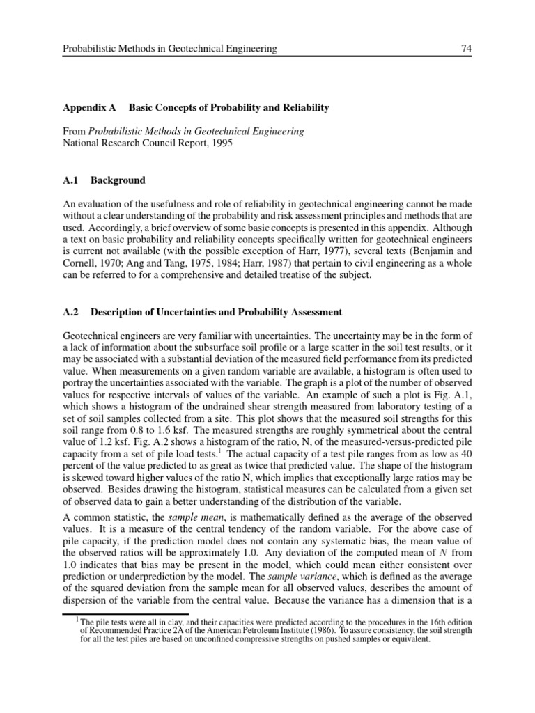 Probabilistic Methods in Geotechnical Engineering PDF | PDF | Probability Density Function ...