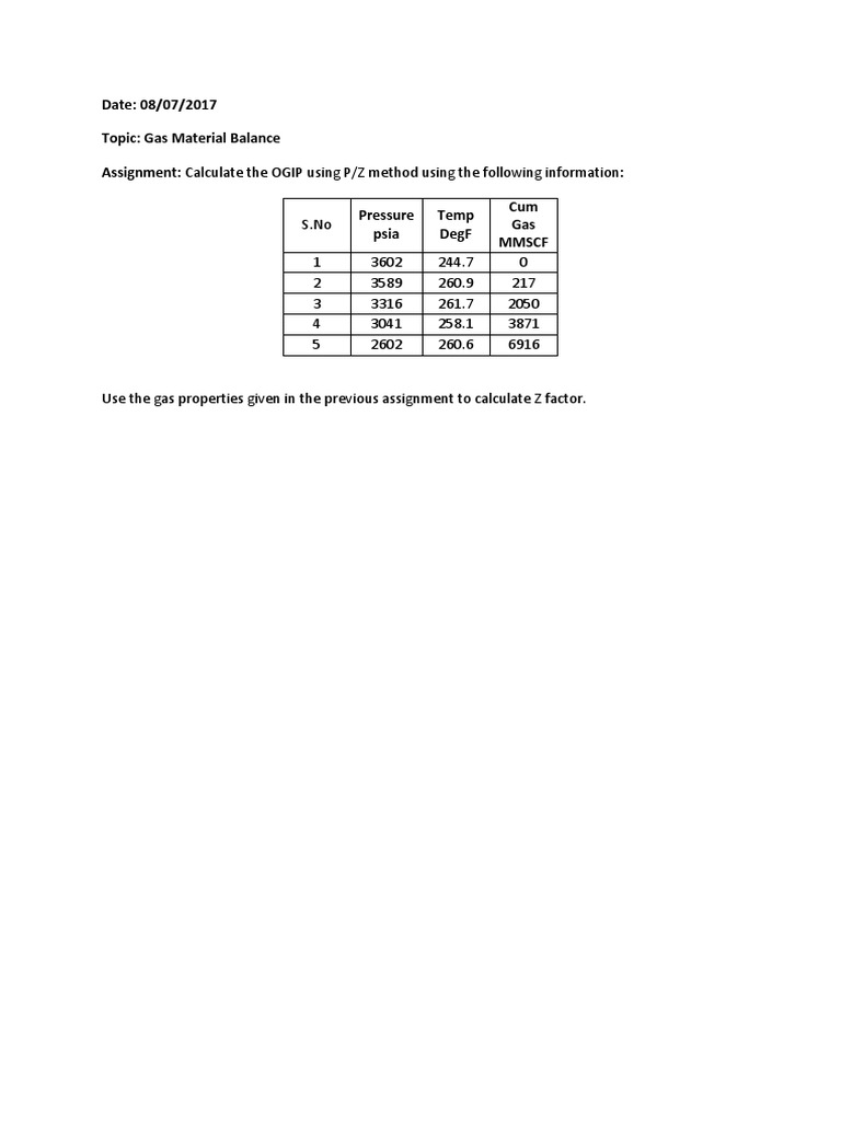Gas Material Balance Calculation | PDF