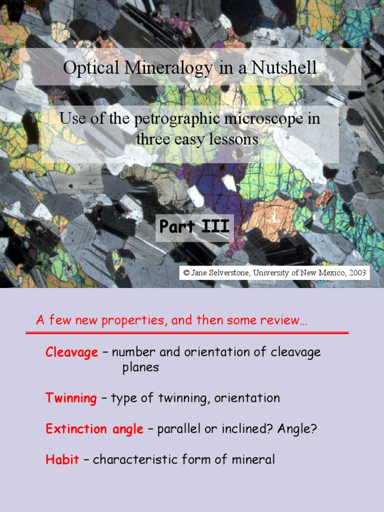 Optical Mineralogy Tutorial 3 | PDF | Minerals | Analytical Chemistry