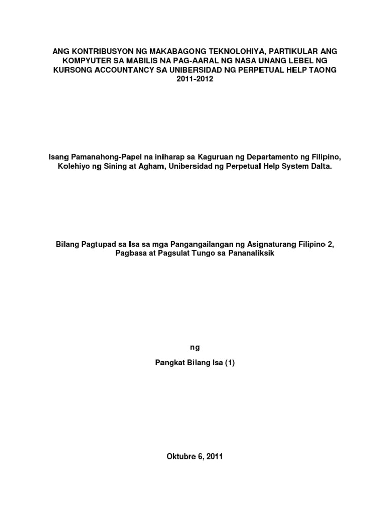 Ang Kontribusyon NG Makabagong Teknolohiya | PDF