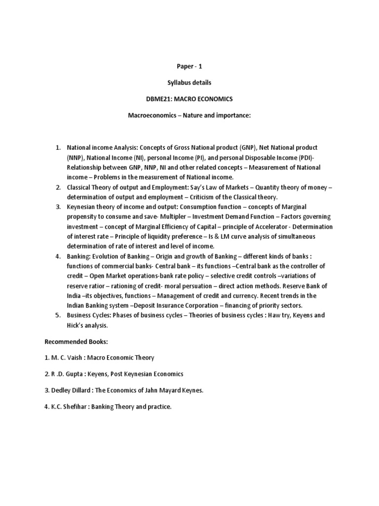 Bba Second Year Syllabus | PDF | Macroeconomics | Economics