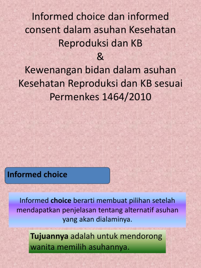 Informed Choice Dan Informed Consent Dalam Asuhan Kesehatan | PDF