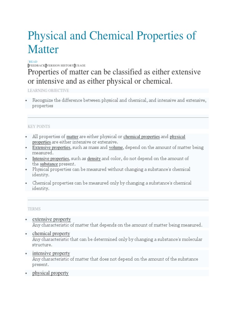 Chemical Property Of Matter