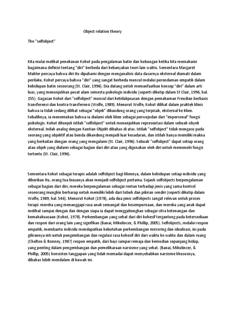 Teori Selfobject dalam Psikologi Kohut | PDF | Karier & Perkembangan ...