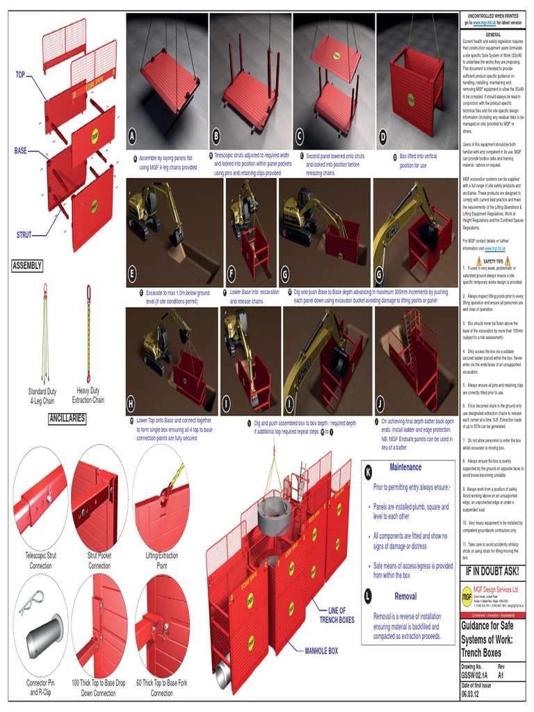 Trench Box Install Guide Rev A1 | PDF | Excavation (Archaeology ...