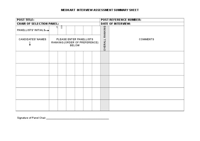 Interview Assessment Summary Sheet | PDF