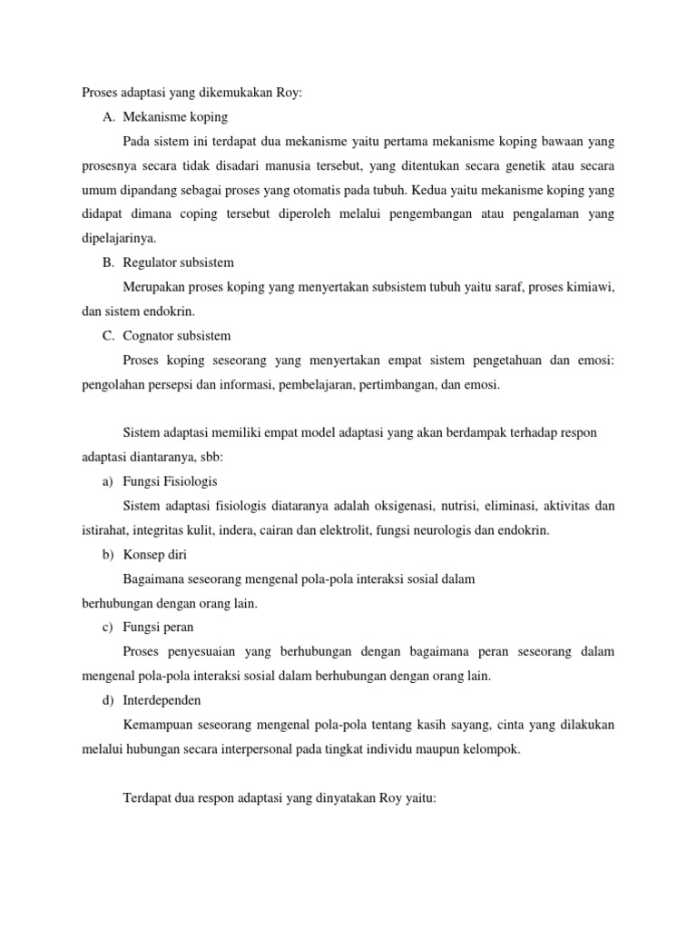 Model Adaptasi Roy | PDF