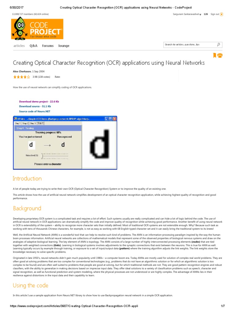 Creating Optical Character Recognition (OCR) Applications Using Neural ...