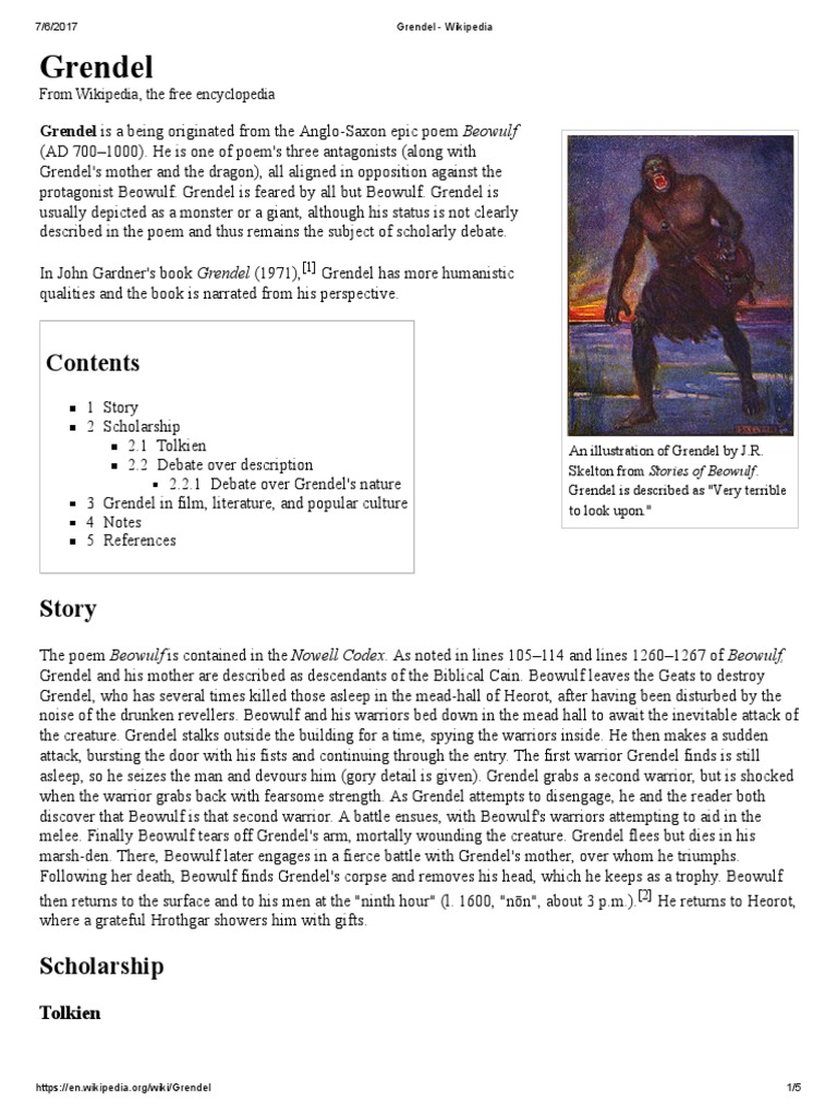 Grendel - Wikipedia | PDF | Old English Poems | Beowulf