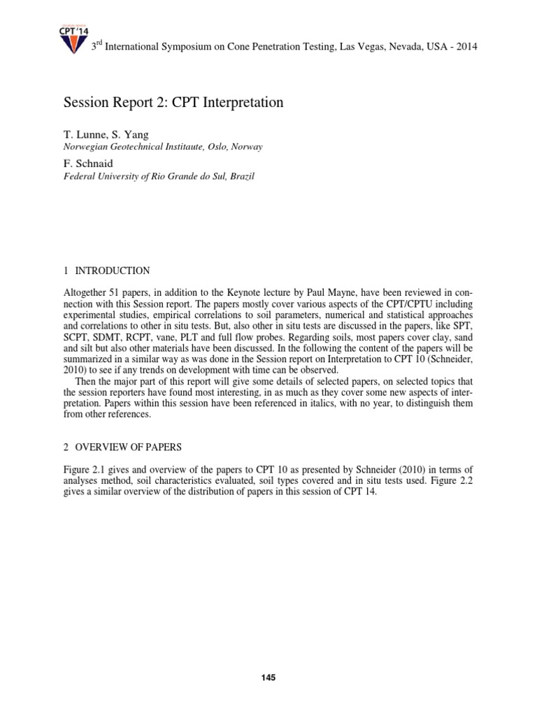 Session Report 2: CPT Interpretation | PDF | Soil Mechanics | Porosity