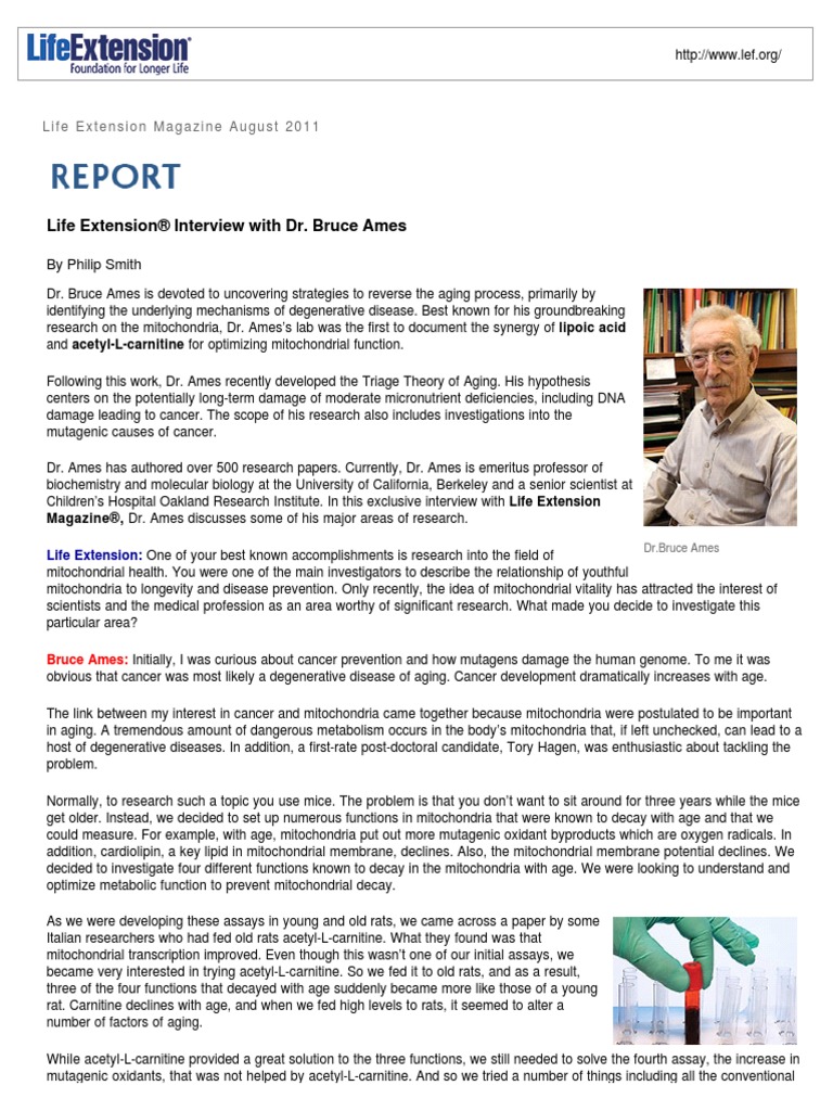 Ames, Bruce - Life Extension® Interview with Dr. Bruce Ames | PDF ...