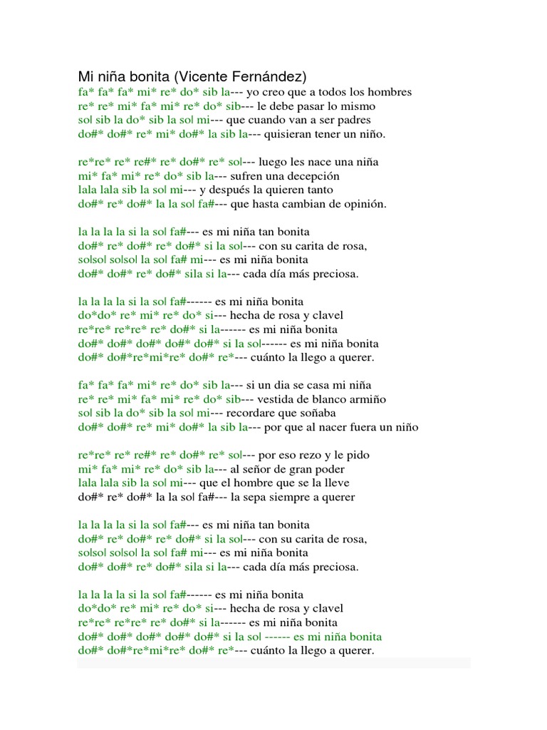 Mi Niña Bonita Vicente Fernandez | PDF