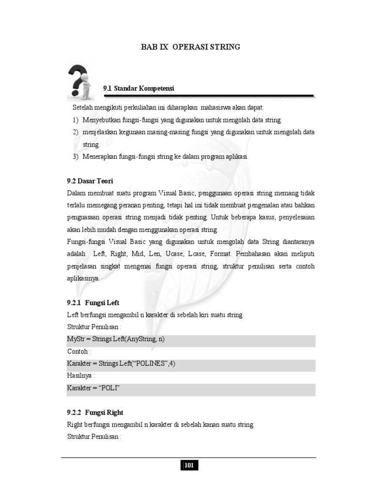 Panduan Operasi String di Visual Basic | PDF | Komputer | Teknologi & Rekayasa