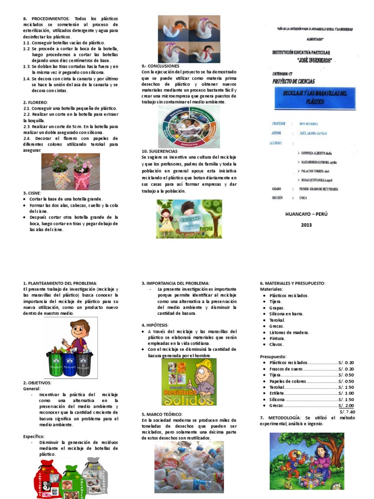 Triptico Reciclaje y Las Maravillas Del Plástico | PDF | Reciclaje | El ...