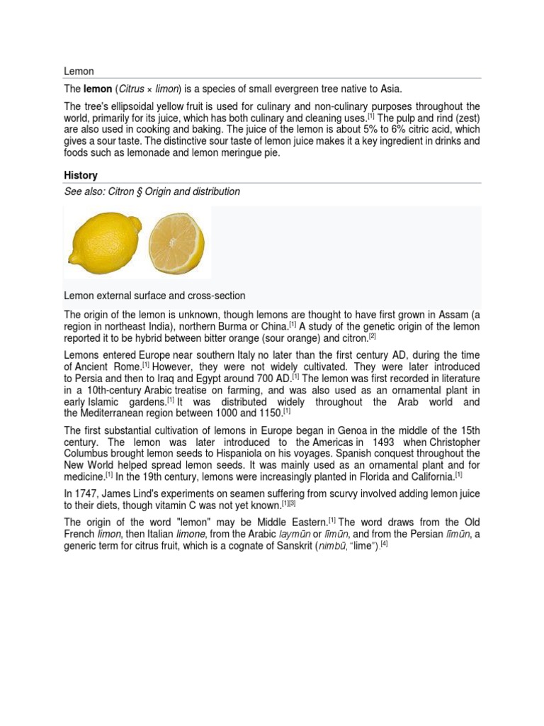 History: See Also: Citron Origin and Distribution | PDF | Lemon | Fruit