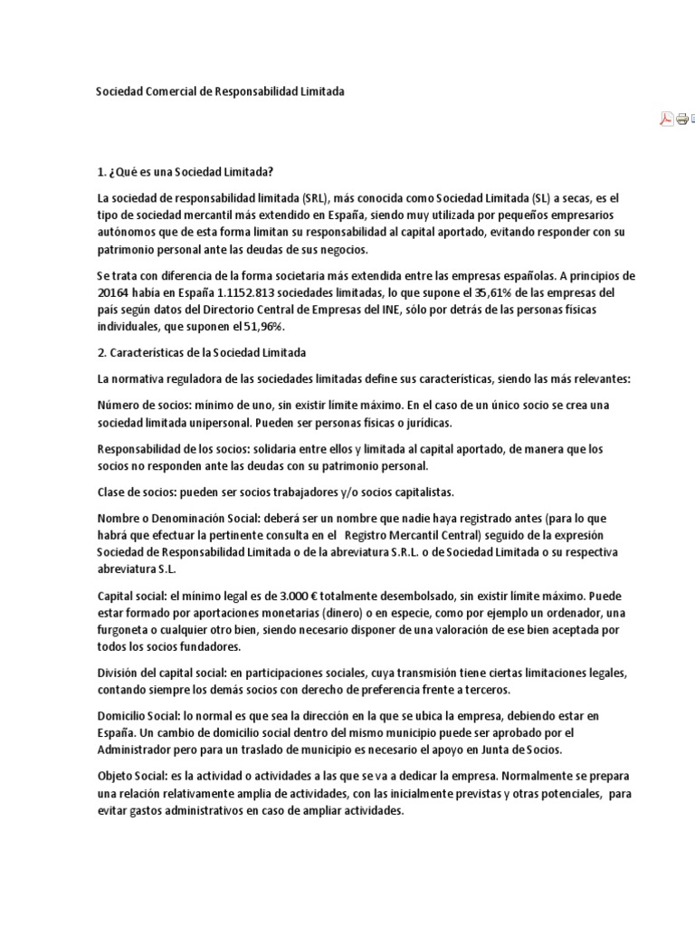 Sociedad Comercial de Responsabilidad Limitada | PDF | Sociedad de responsabilidad limitada ...