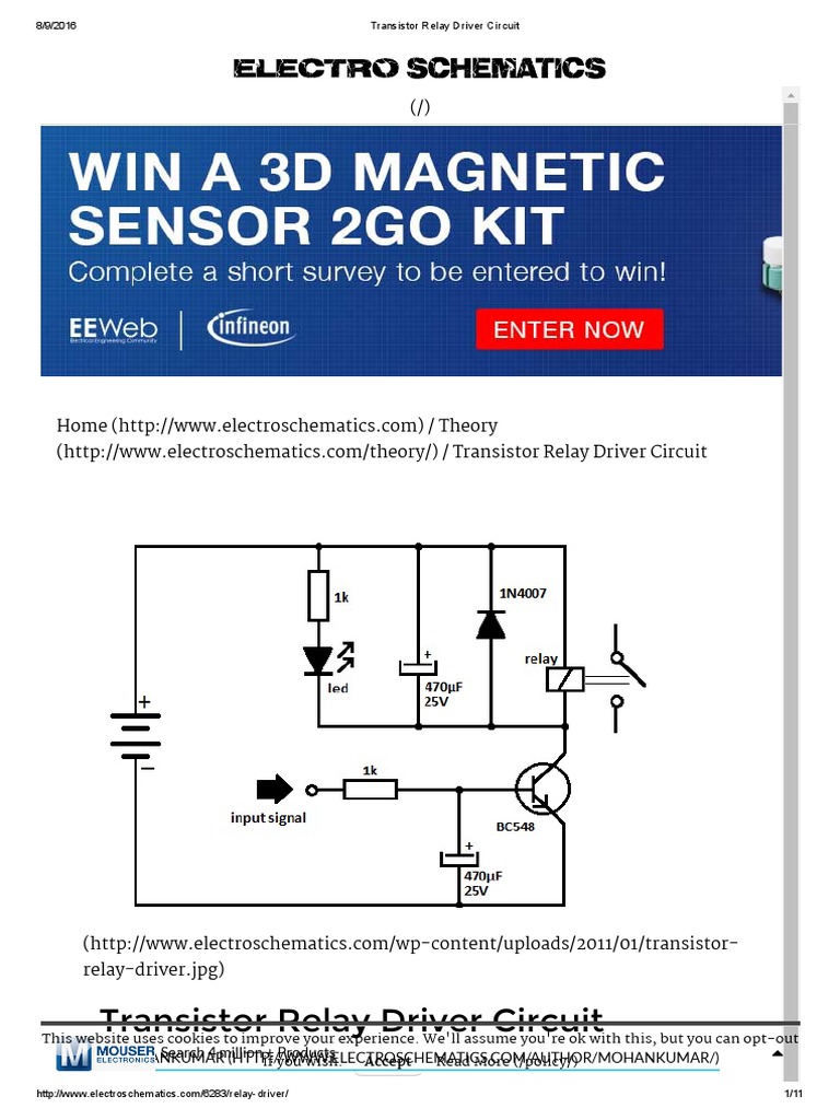 Transistor Relay Driver Circuit Simple Circuit Reduces Relay Coil