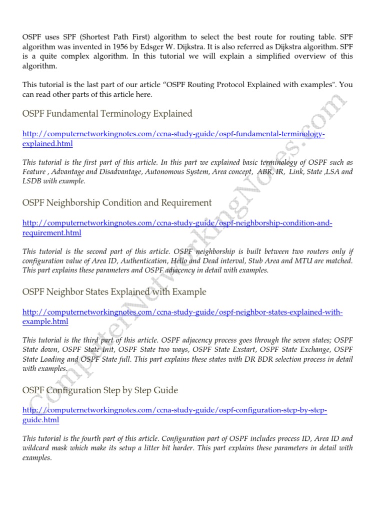 Ospf Metric Cost Calculation Formula Explained Pdf Routing