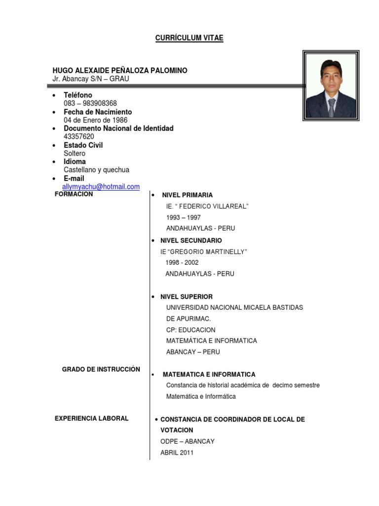 Currículum Vitae Hugo | PDF