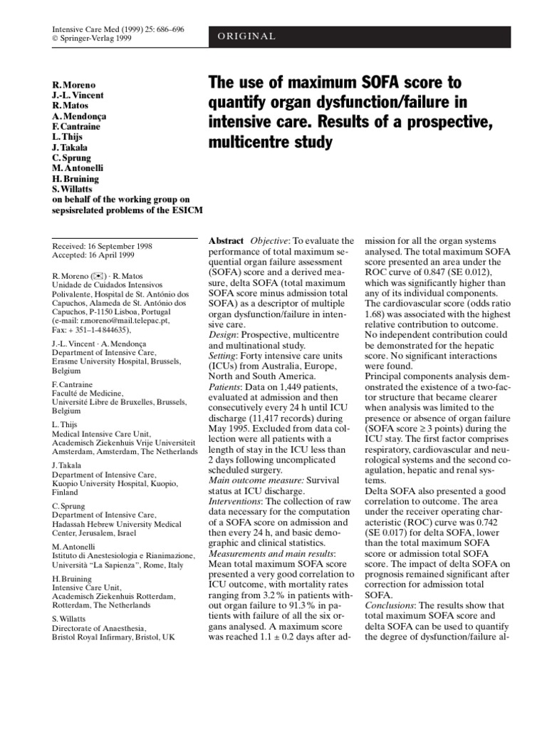SOFA Score PDF | PDF | Intensive Care Unit | Intensive Care Medicine