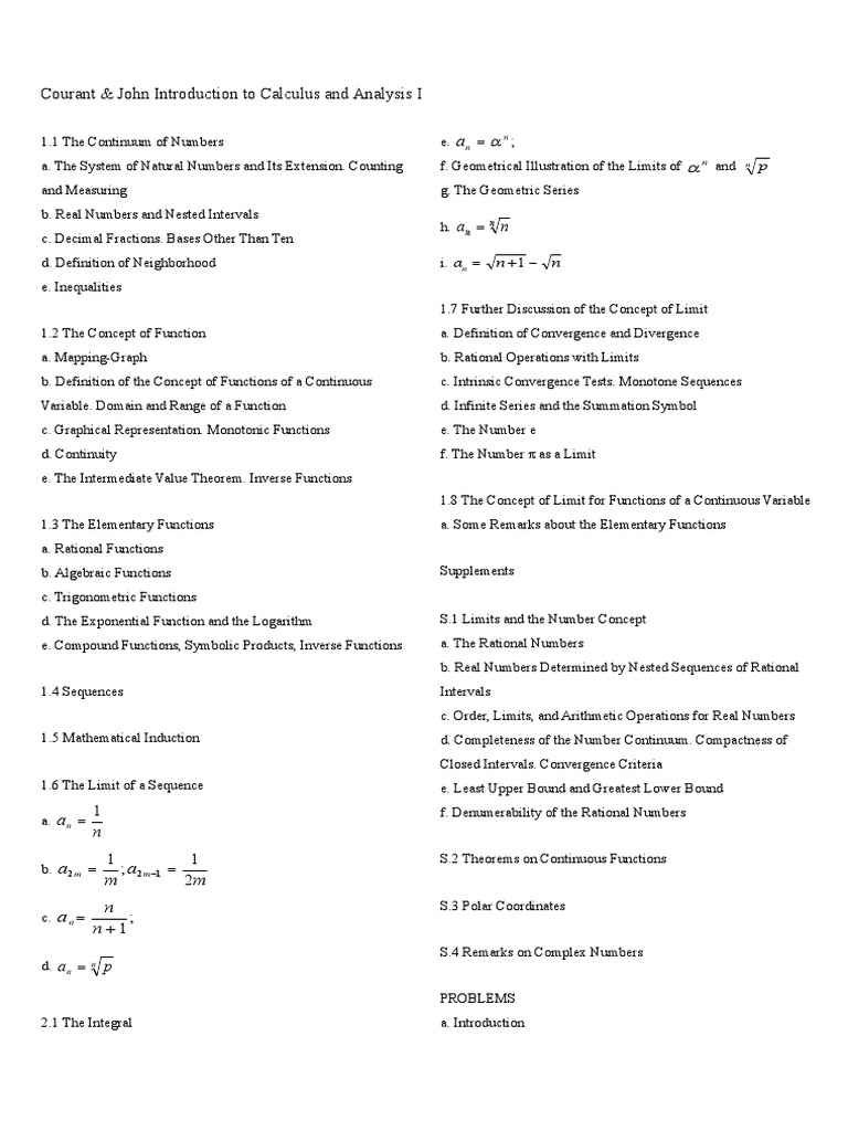Courant & John Introduction To Calculus and Analysis I | PDF | Series (Mathematics) | Fourier Series
