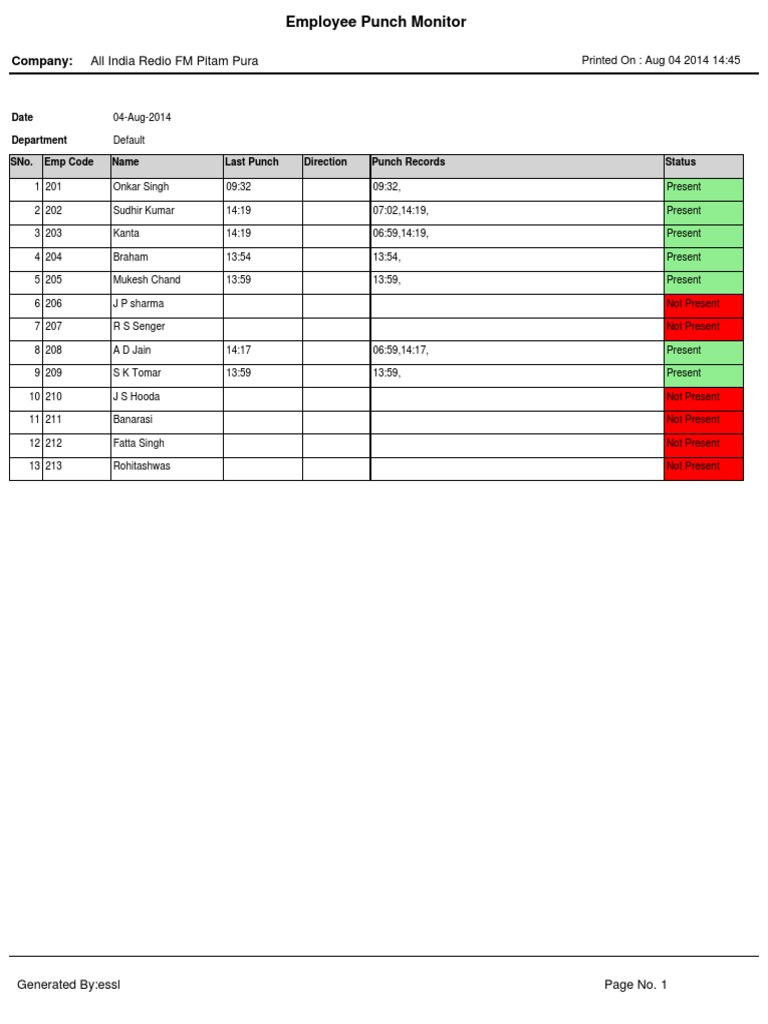 Employee Punch Monitor | PDF