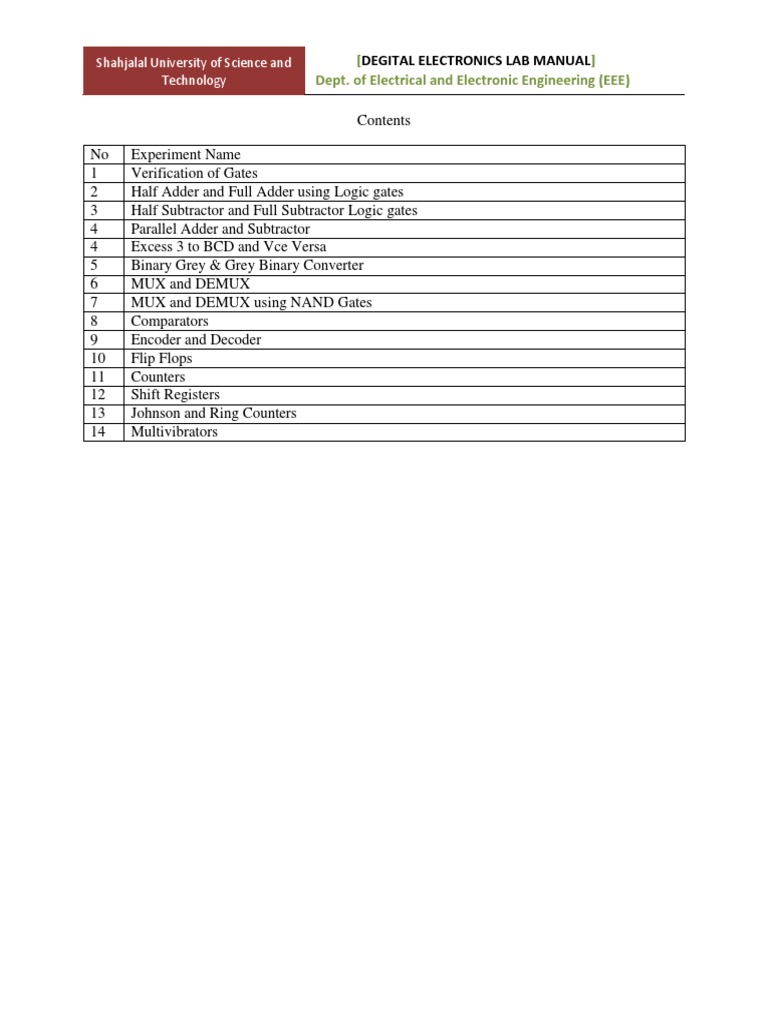 Digital Electronics Lab Manual Pdf Digital Electronics Logic Gate