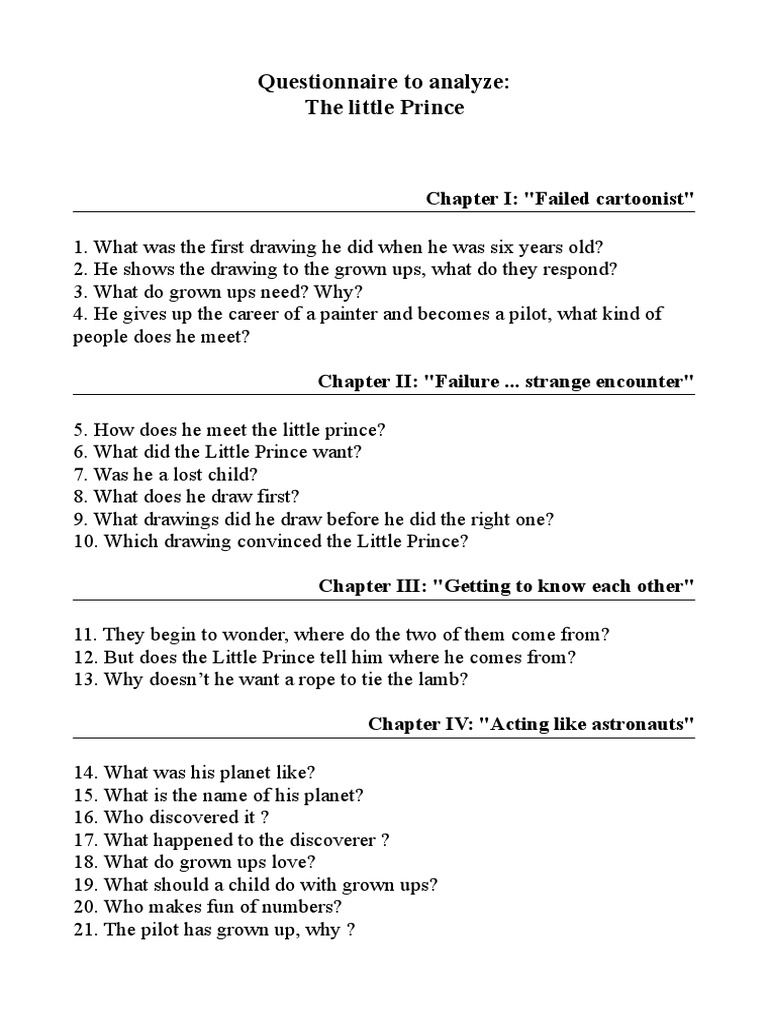 Activities Little Prince | PDF