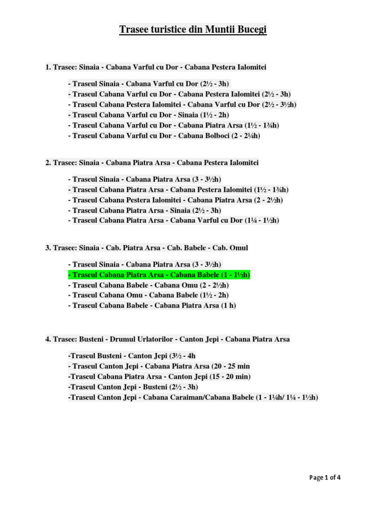 Trasee Montane - M-Tii Bucegi | PDF