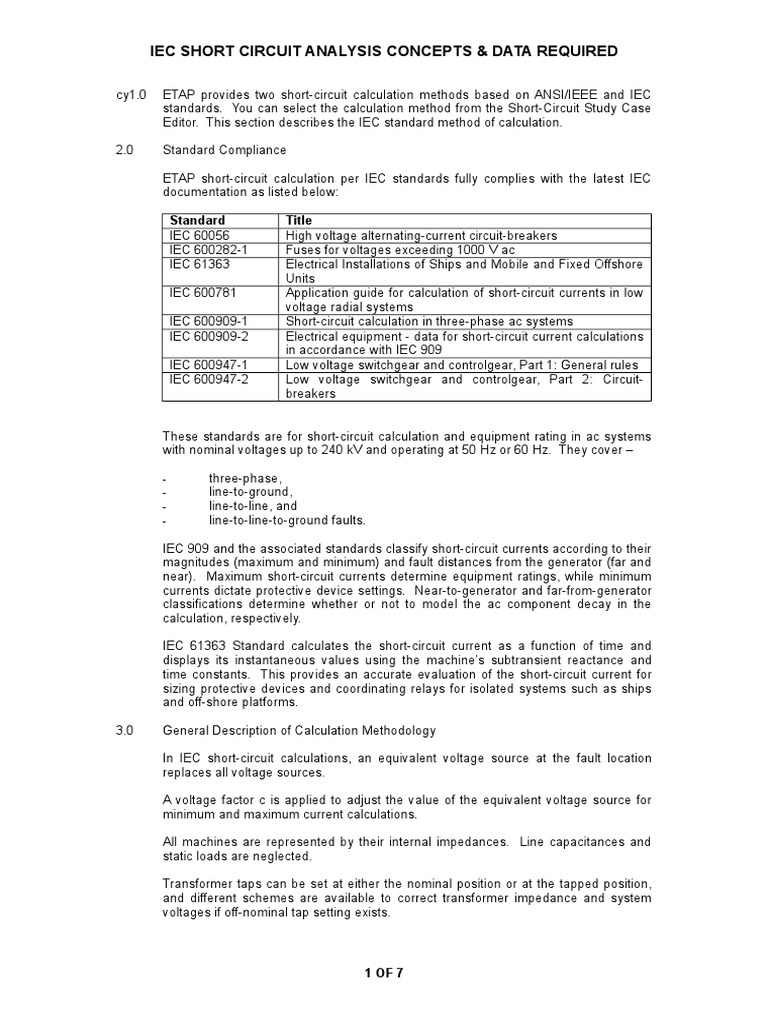 IEC Short Circuit Analysis Methods | PDF