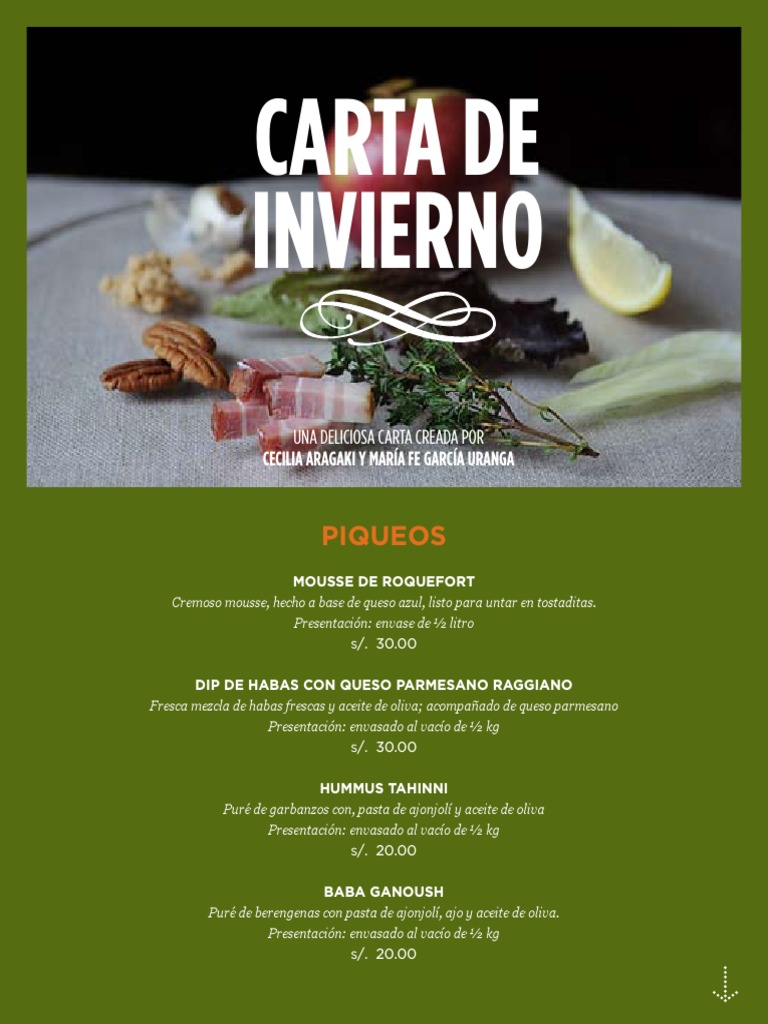 Carta+menu+invierno | PDF | Salsa | Caldo