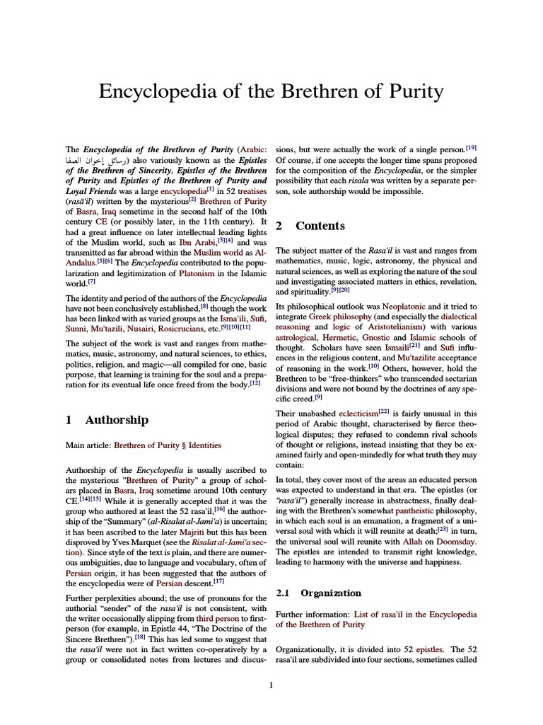 Encyclopedia of The Brethren of Purity | PDF | Religion And Belief ...