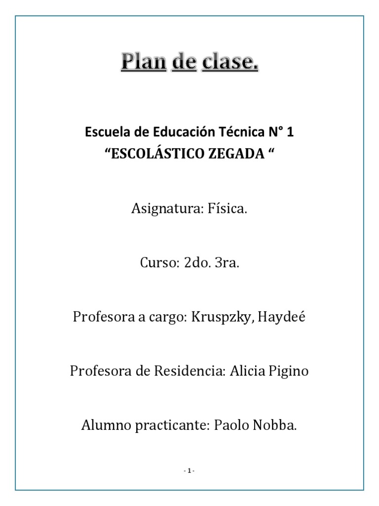 Plan de Clase de M.R.U.V | PDF | Velocidad | Movimiento (física)